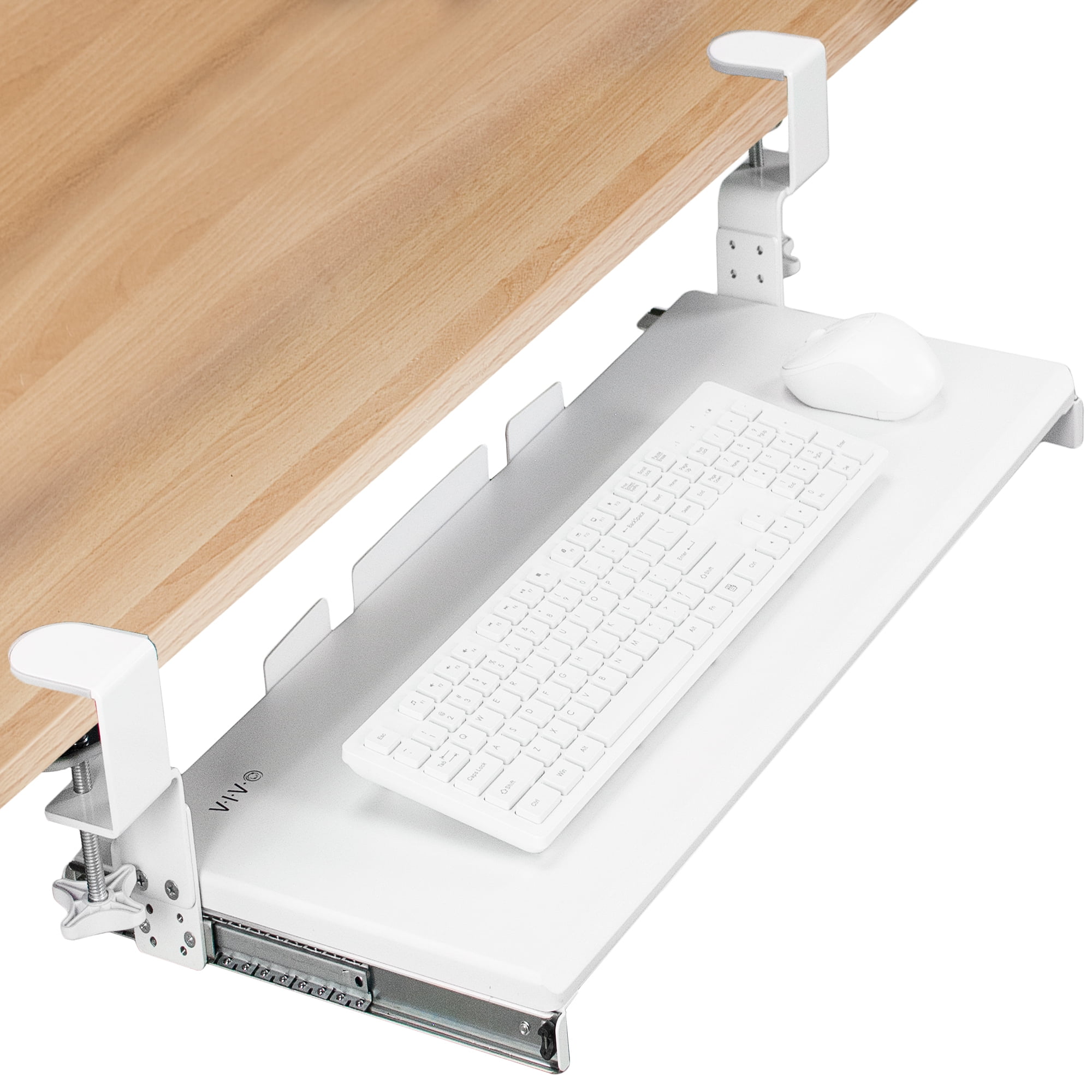 VIVO White Clamp-on Height Adjustable Keyboard and Mouse Under Desk ...