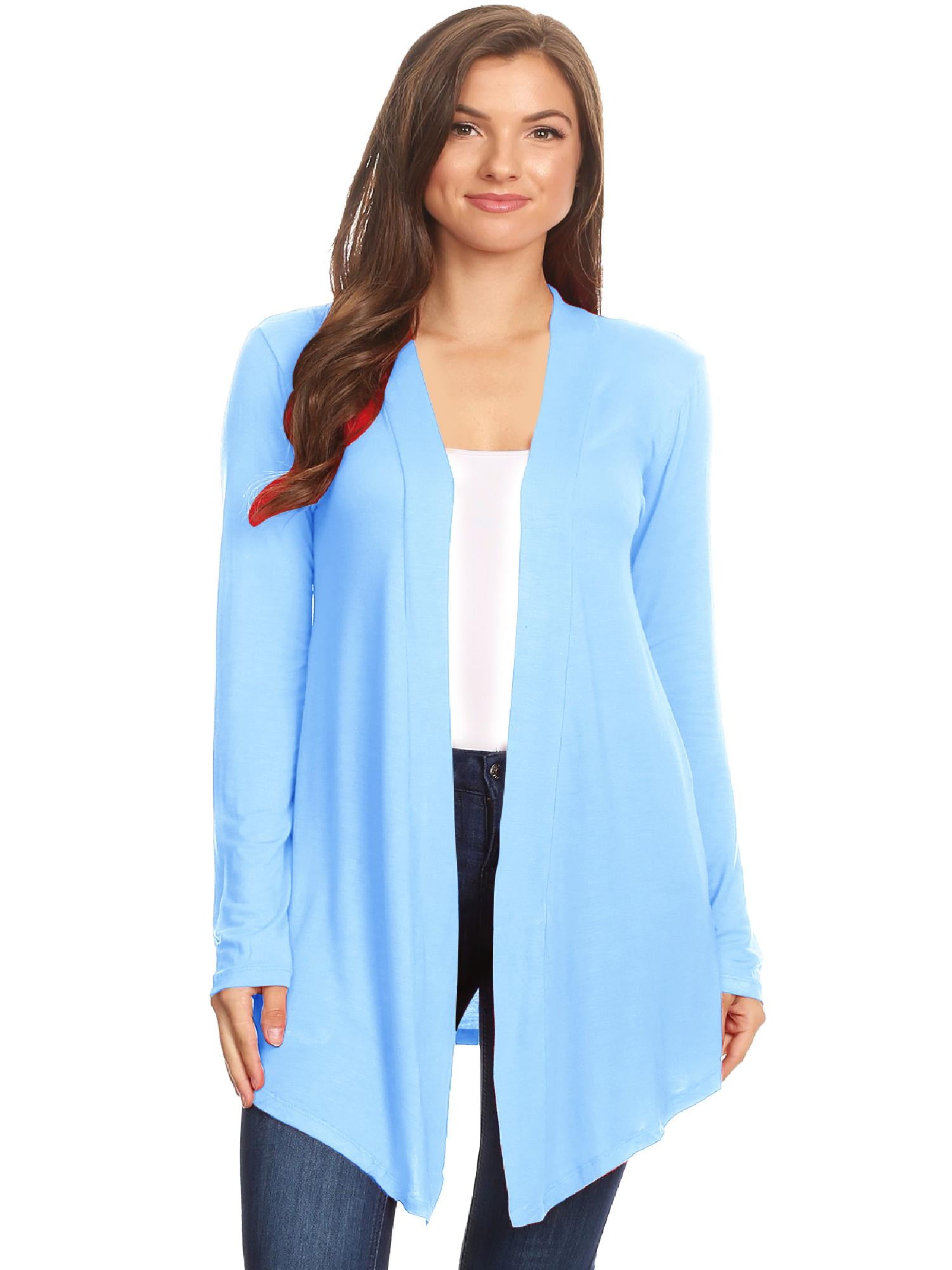 Women's Solid Casual Basic Comfy Loose Fit Long Sleeve Open Front ...