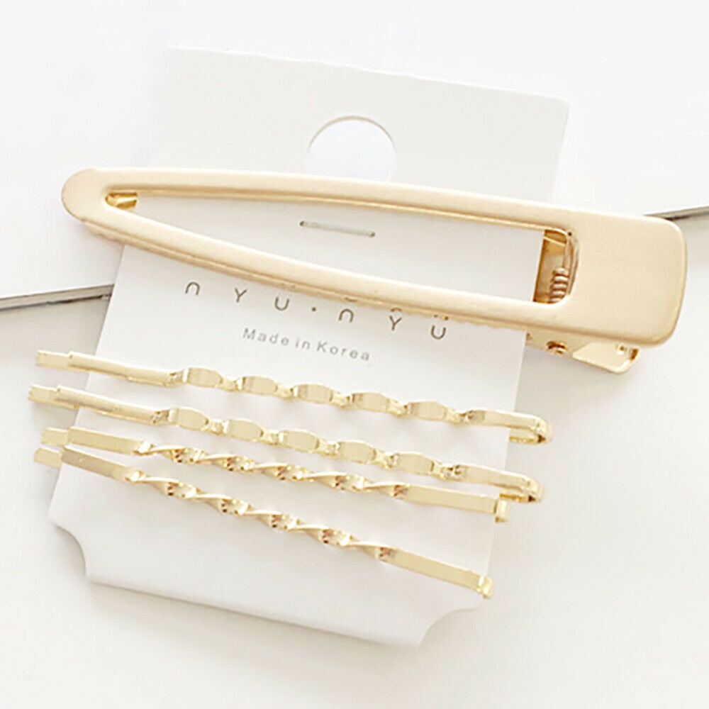 Fashion Charming Elegant Golden Hair Clip Set Side Fringe Bangs Hair ...