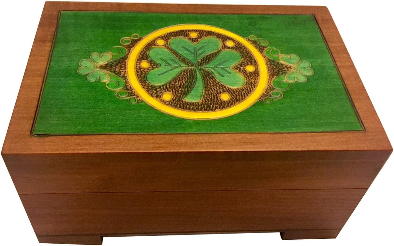 Polish Art Center, Celtic Shamrock Handmade Wooden Chest, Linden Wood Keepsake Box, 6x4x3 ...
