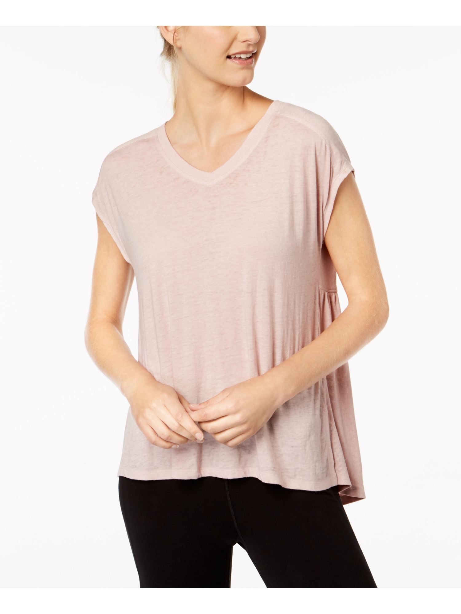 CALVIN KLEIN Womens Pink Short Sleeve V Neck Top Size: S - Walmart.com