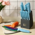 Free Shipping! Hecef 14 Pieces Knife Set with Wooden Block Rainbow ...