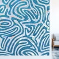 Blue Swirling Lines Window Privacy Film, Curves Waves Modern Abstract ...