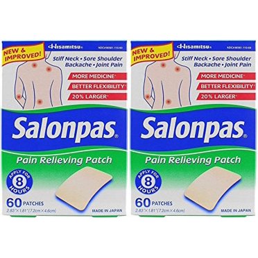 Salonpas 2 Pack Small Pain Relief Patches, 60 Per Box, Works For 8 ...