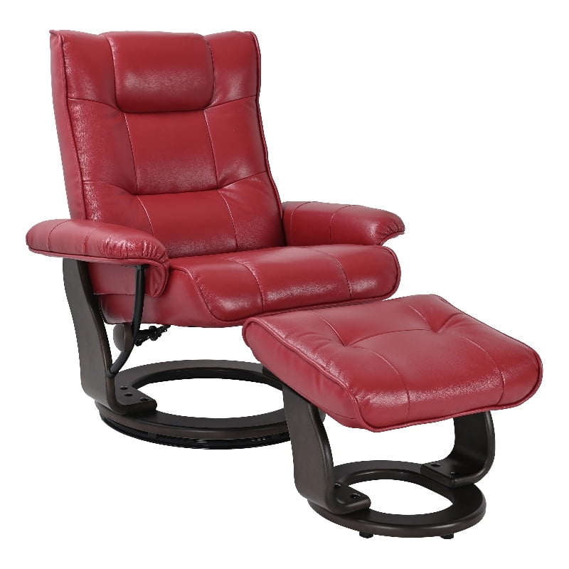 Rickard Red Leather Recliner with Matching Ottoman - Walmart.com