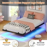 Mabor Twin XL Floating Bed Frame, Metal Platform with LED Lights, Black ...