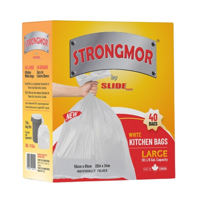 Click here for Strongmor Garbage Bags Kitchen White 22x24  40pk prices