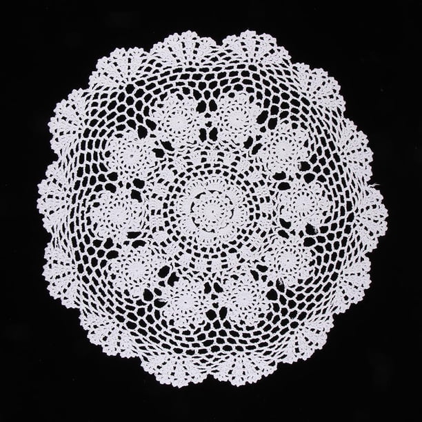 yuksok White Water Lily Crochet Cotton Lace Doily Table Placemats ...