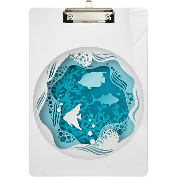 POGLIP Sea Cave Fish Coral Clipboard Hardboard Wood Nursing Clip Board ...