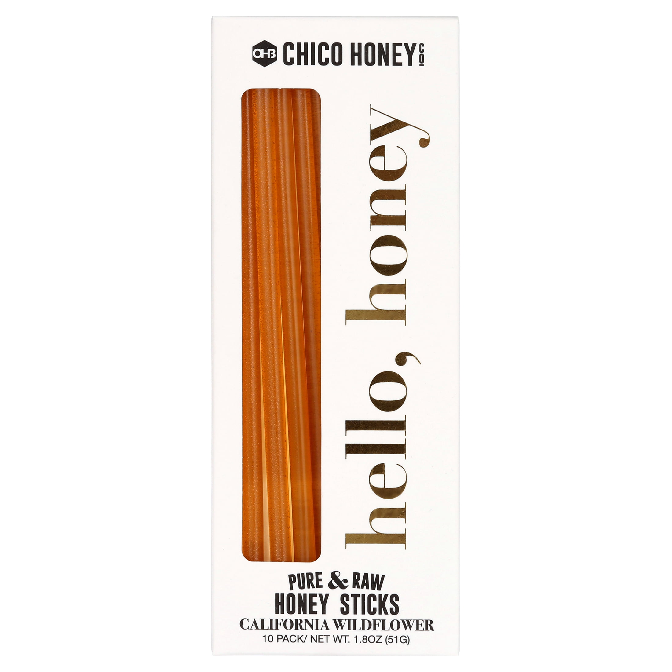 OHB Chico Honey Company, California Wildflower Honey 10pk Sticks 1.8oz ...