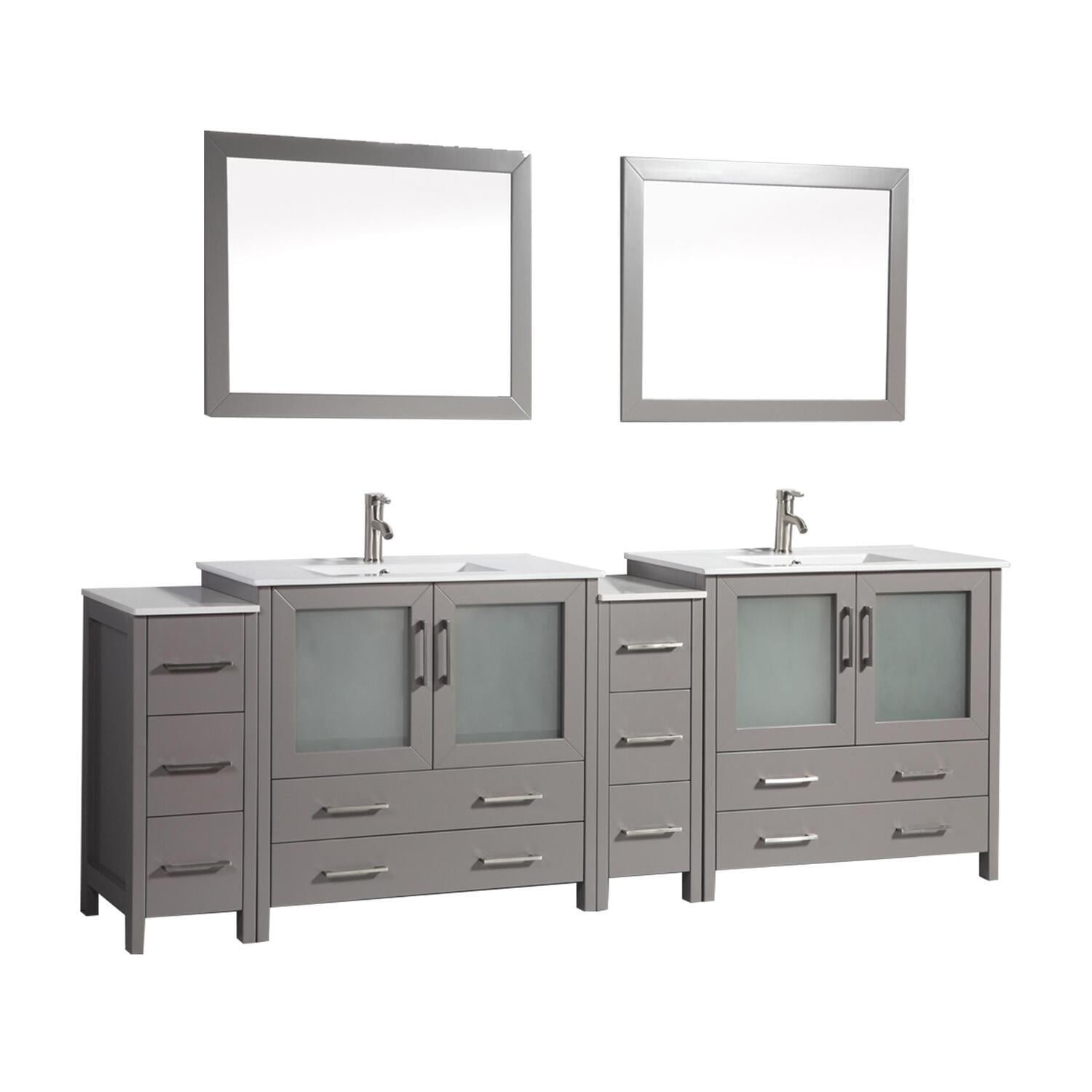 Vanity Art 96 inch double sink bathroom vanity set with ceramic vanity ...