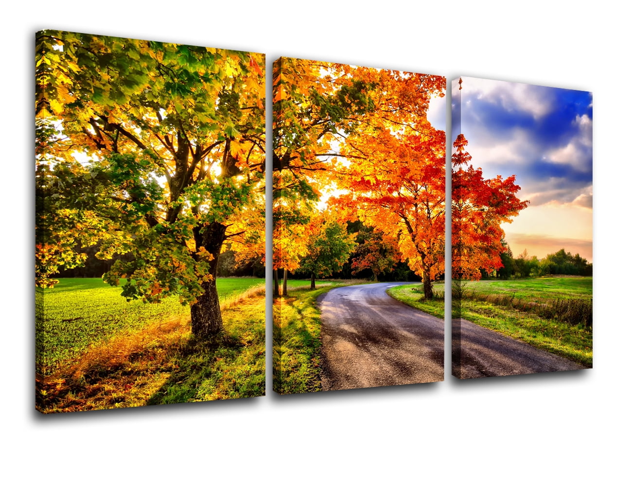 TISHIRON 3PCS Framed Canvas Wall Art Set,36"x24" Maple Trees and ...