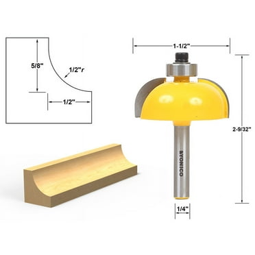 Yonico 3 Bit Edging Router Bit Set - Large Round over Cove and Chamfer ...