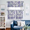 3 Piece Kitchen Curtains and Valances Set Purple Beach Coastal Cafe ...