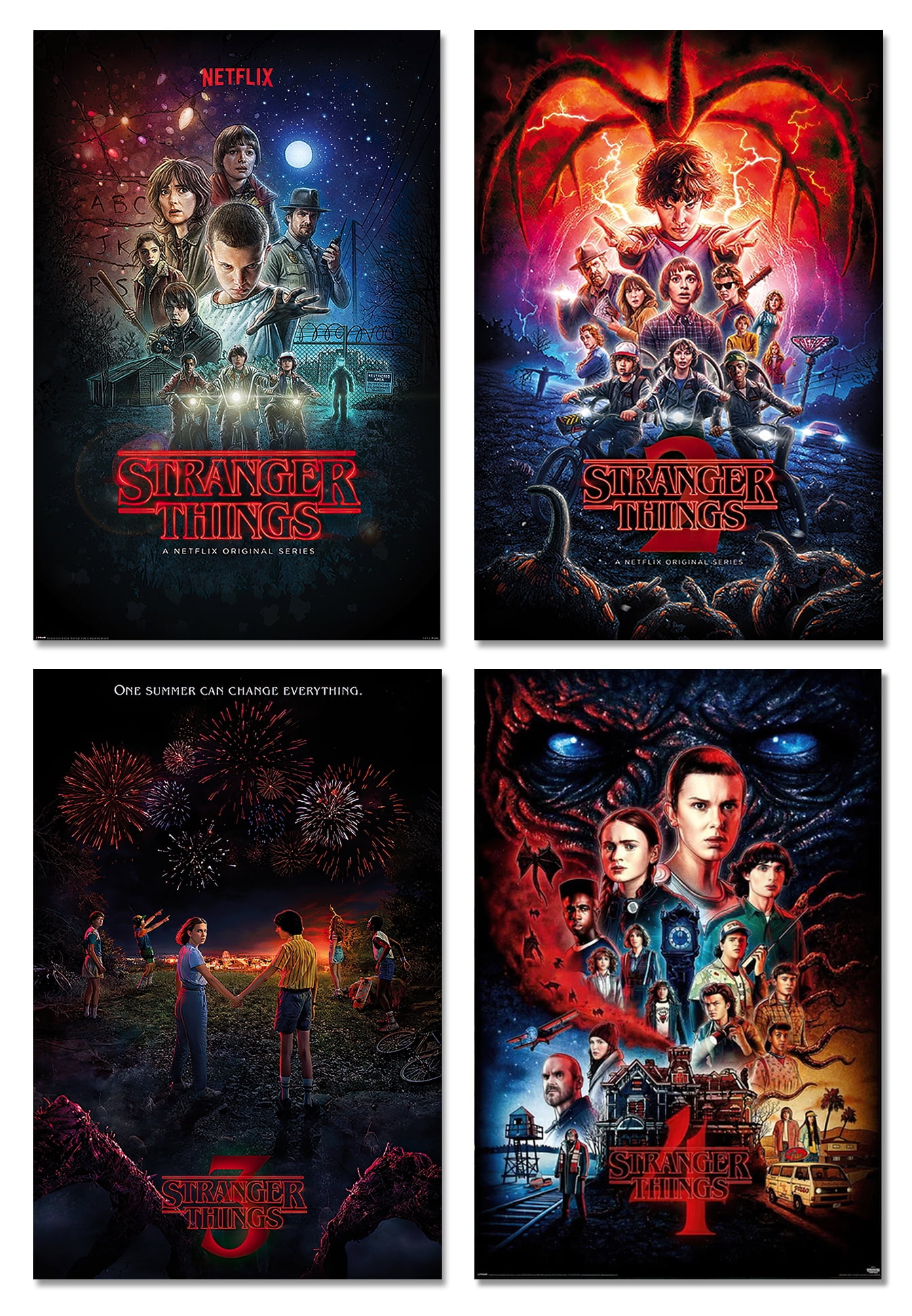 STRANGER THINGS - SEASONS 1, 2, 3 & 4 - TV SHOW POSTER SET (REGULAR ...