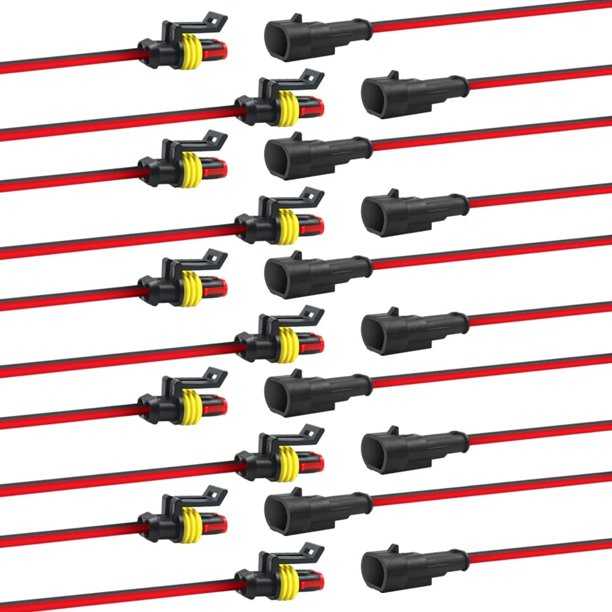 10 Pack 2 Pin Way Car Waterproof Electrical Connector Plug, DaKuan AWG ...
