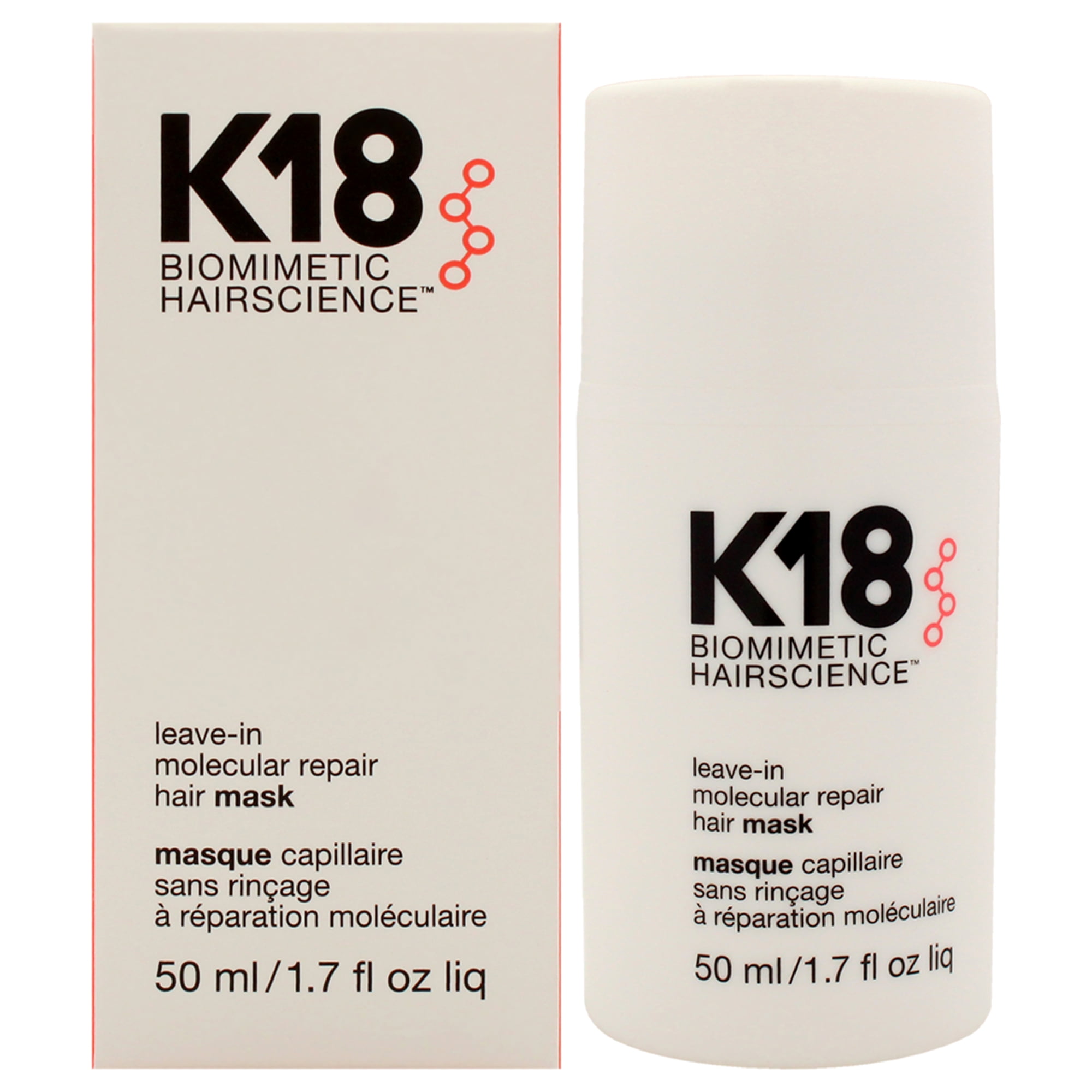 Mascarilla capilar reparadora molecular sin enjuague de K18 Hair para unisex - 1,7 oz K18 Hair ...