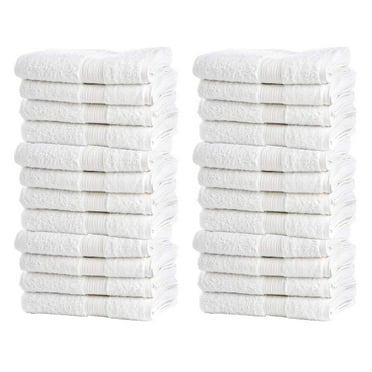 Pacific Linens 24-Pack White 100% Cotton Towel Washcloths, Durable ...