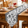 Black Floral Table Runner Linen Burlap Table Runner 72 Inches Long ...