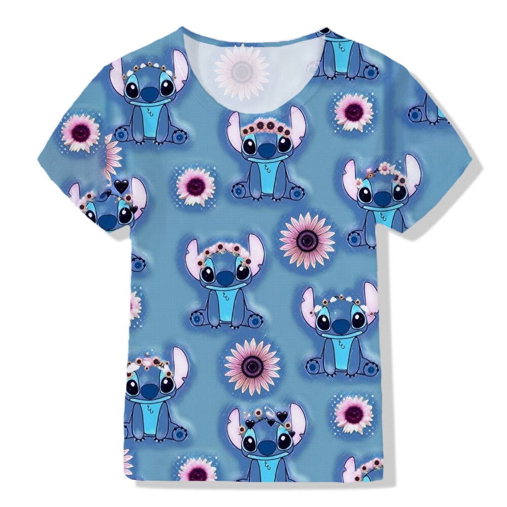 Kawaii Disney Stitch niños y niñas ropa dibujos animados niños blanco ...