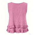 Linen Tank Tops for Women V Neck Wide Strap Double Tiered Ruffle ...