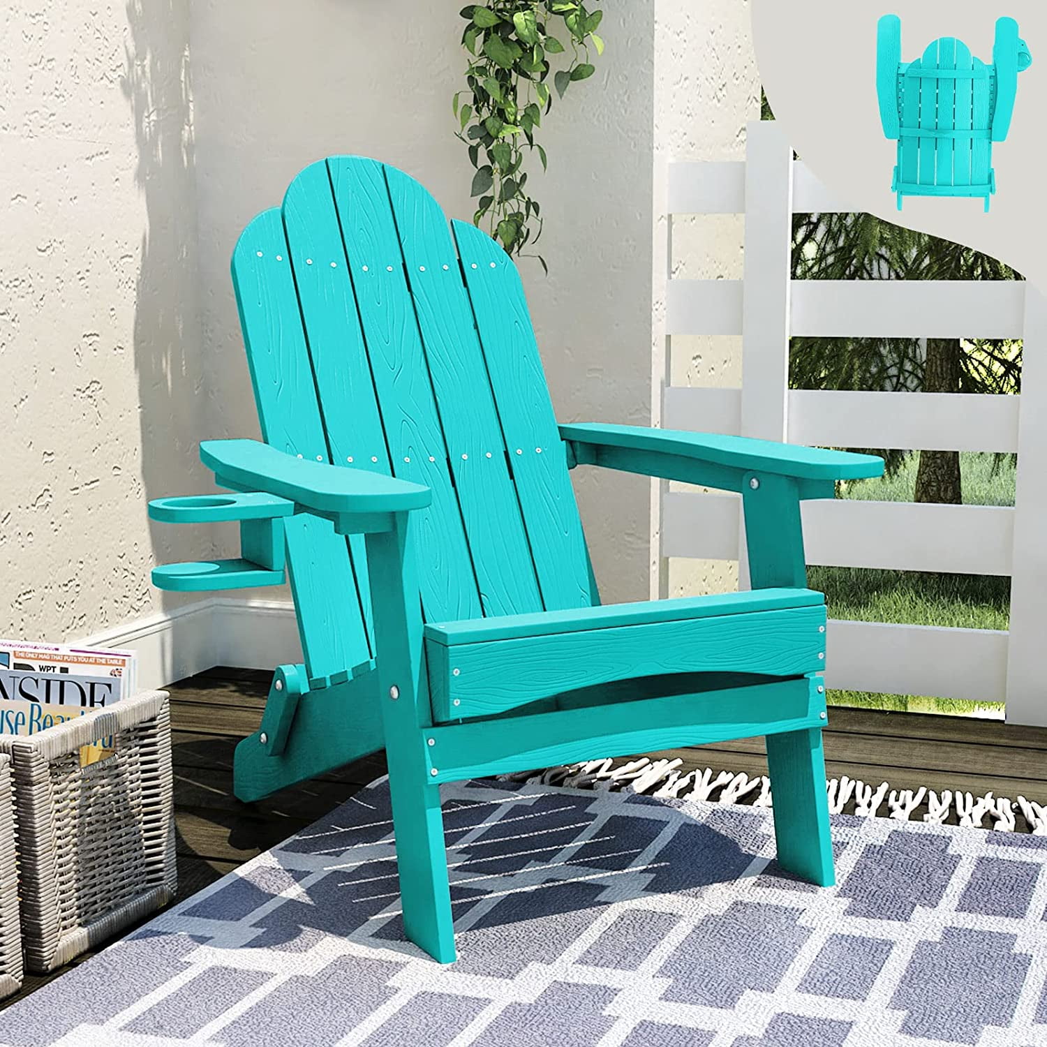 Lue Bona Folding Adirondack Chair Aruba Blue Poly Fire Pit Adirondack