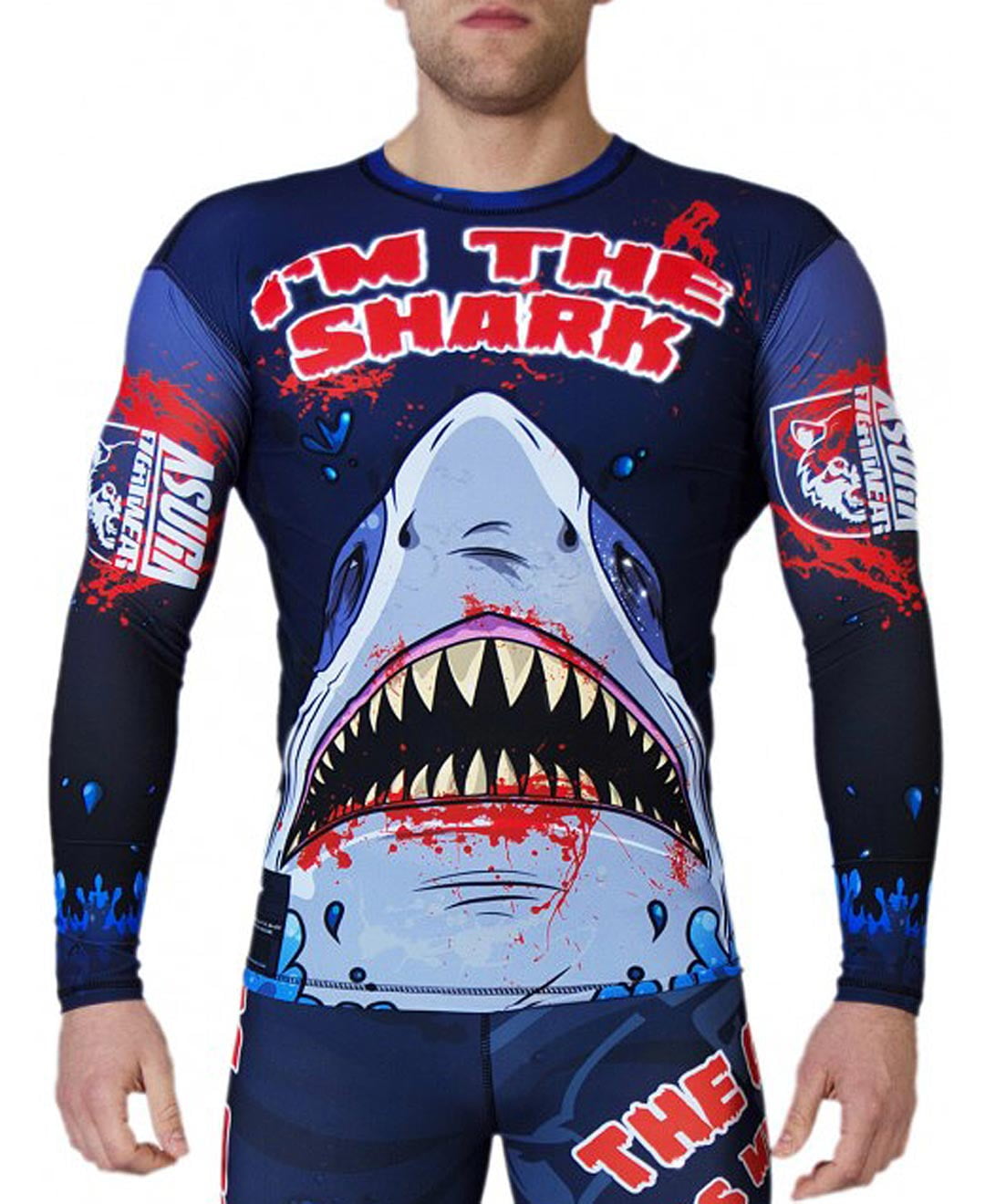 Men's I'm The Shark Rash Guard MMA BJJ Blue - Walmart.com