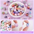 64Pcs Silicone Beads 8 Colors Round Focal Beads Bulk 15mm Floral Loose ...
