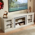 70" Modern TV Stand with 2-Door Storage, Faux Stone Media Console ...