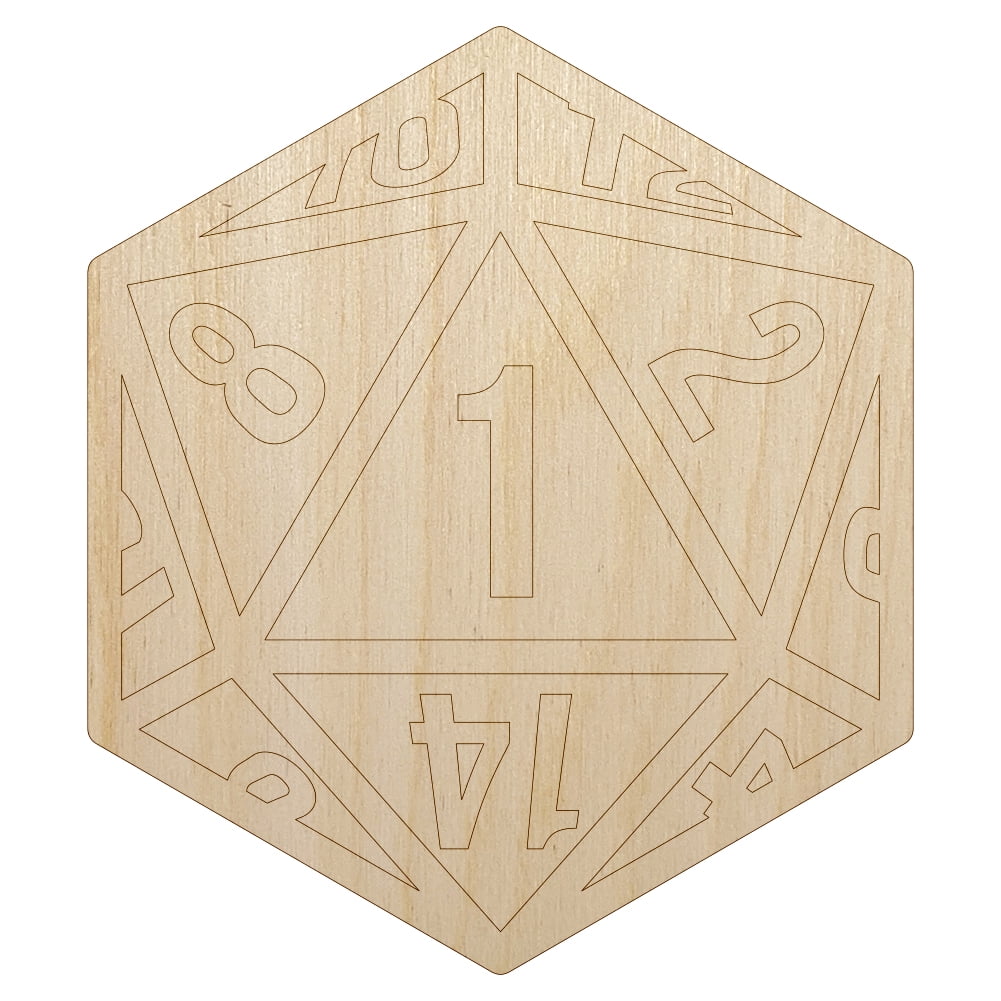 D20 20 Sided Gaming Gamer Dice Critical Fail Wood Shape Unfinished ...