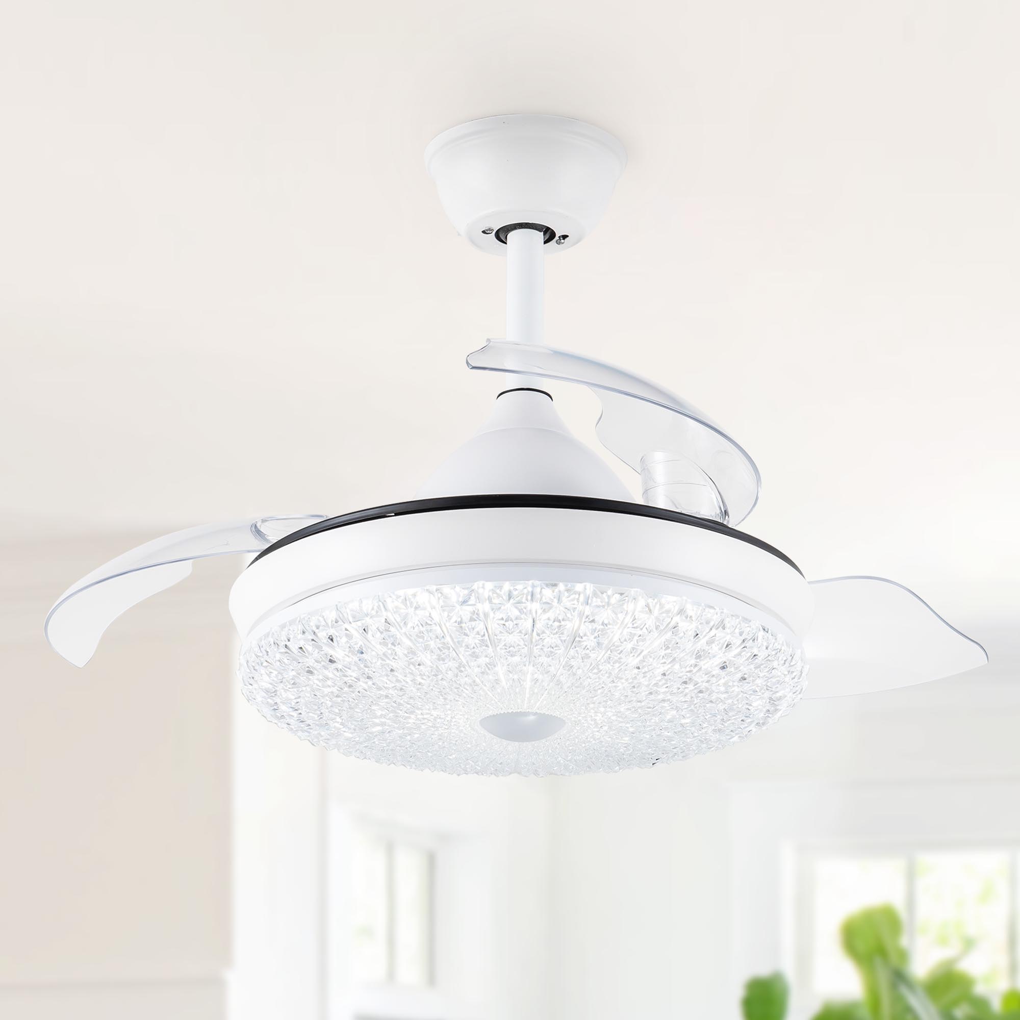 Cusp Barn 42 in. Modern Glam 5 Retractable blades Ceiling Fan and ...