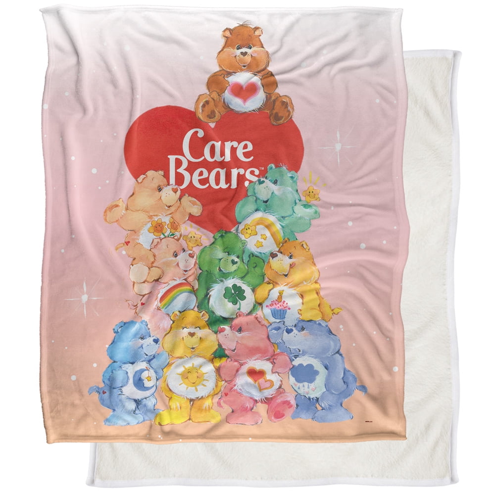 Care Bears Blanket, 50' x 60' Beary Big Pile Silky Touch Sherpa Back ...