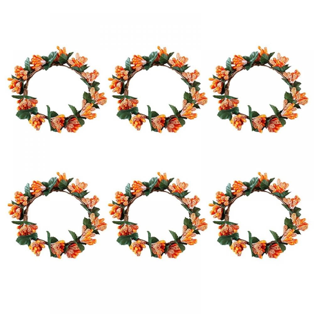 6 PACK Christmas Candle Ring or Mini Wreath, Accent for Statues ...