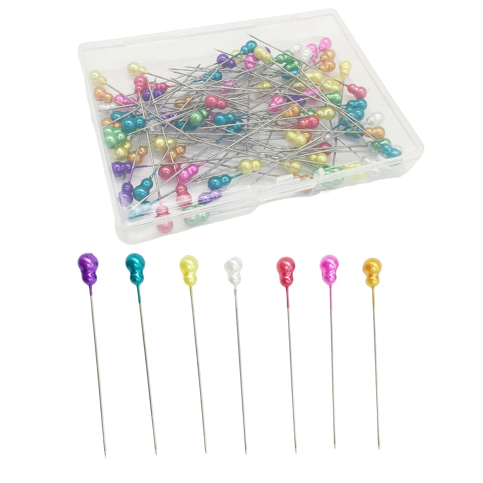 100x Sewing Pins for Fabric, Sewing Marker Quilting Pins 56mm Colorful Pearl Head Straight Pins ...