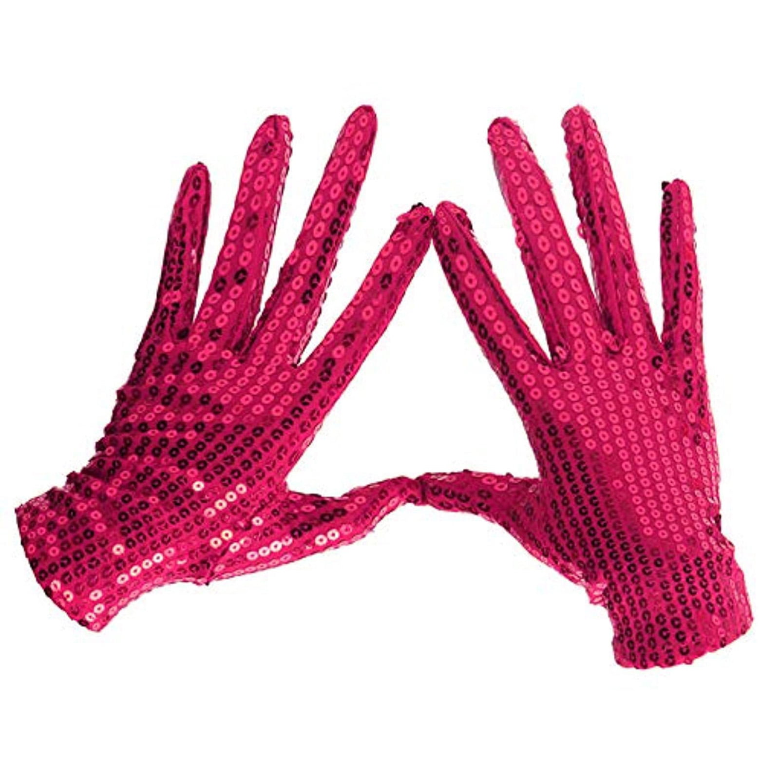 1 Pair Performance Gloves Shiny Sequin Soft Solid Color Warm Full ...