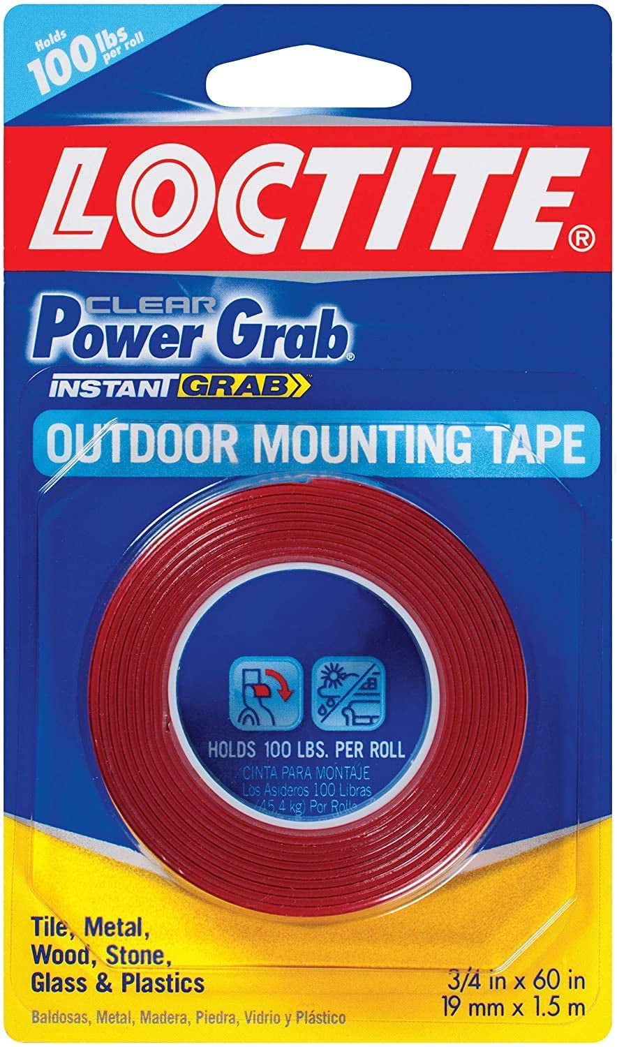 Loctite 1360350-6 Clear Power Grab Outdoor Mounting Tape, 3/4" by 60 ...
