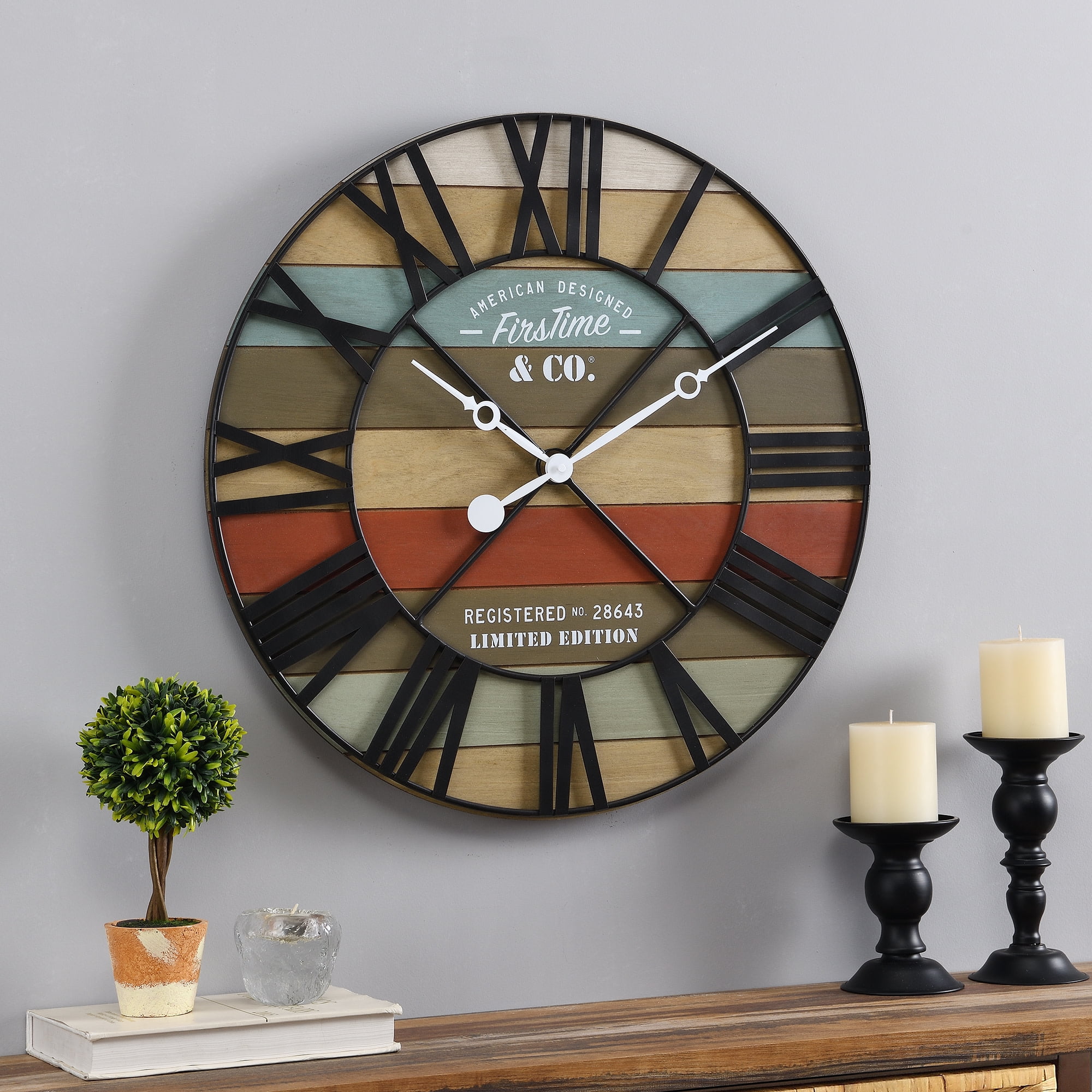 FirsTime & Co. Multicolor Maritime Planks Wall Clock, Farmhouse, Analog ...