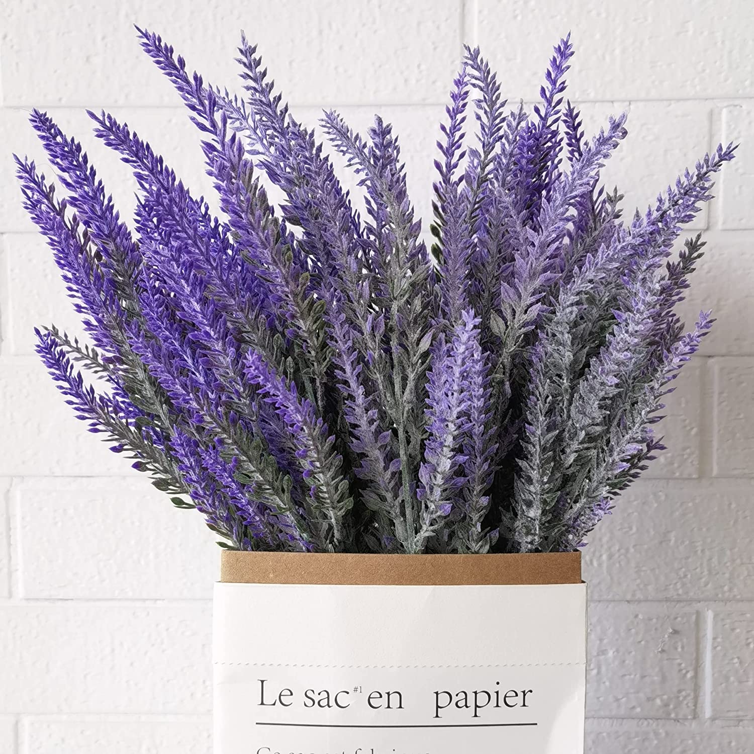 Zukuco 8 Bundles Artificial Lavender Flowers UV Resistant Plastic ...