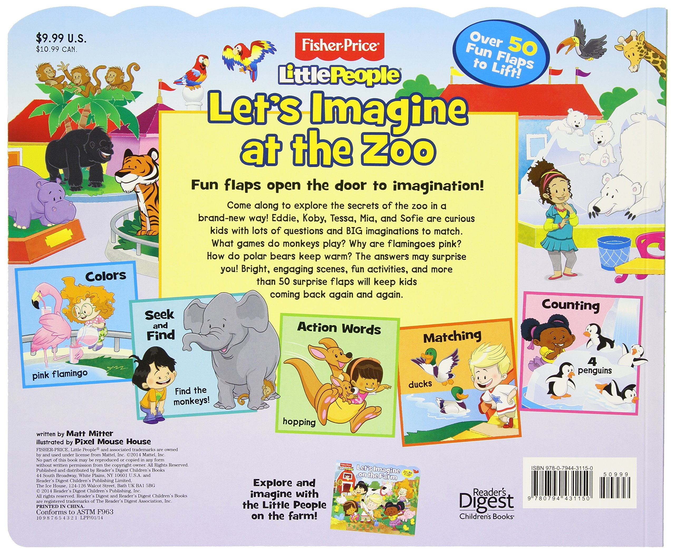 Fisher Price Little People "Let's Imagine At The Zoo" Flap Book ...