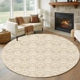 7ft Round Rug Beige Baroque Area Rugs for Living Room Bedroom Washable ...