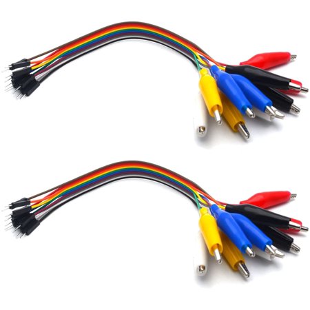 2 Pack Alligator Clip to Wire 10pin 20cm Male for Test Lead/Breadboard ...