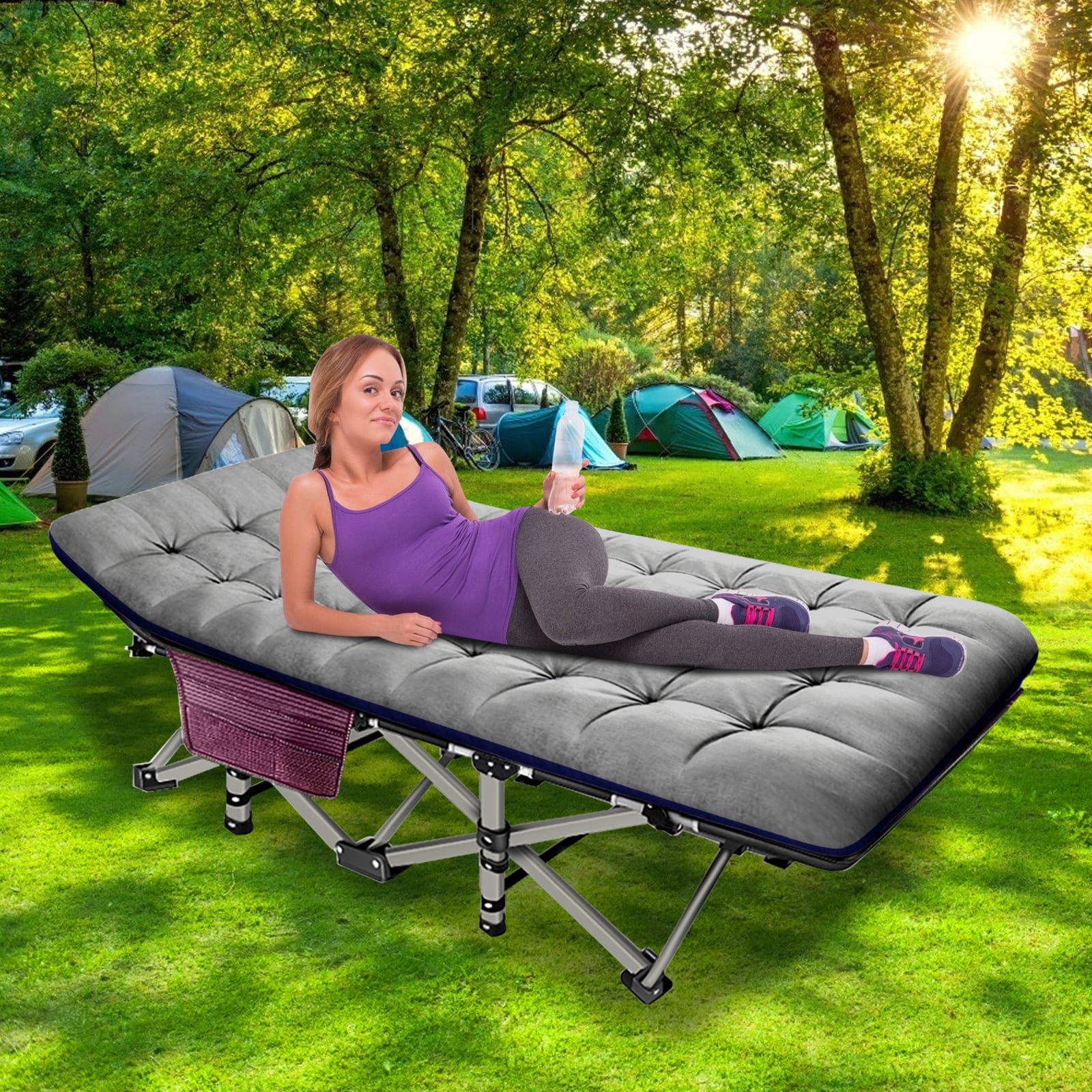 MOPHOTO Folding Camping Cot, Portable Heavy Duty Sleeping Cots Outdoor ...