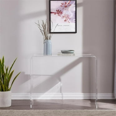 Fox Hill Trading Clear Acrylic Console Table - Pure Décor Lucite, Geometric Design, Decorative ...