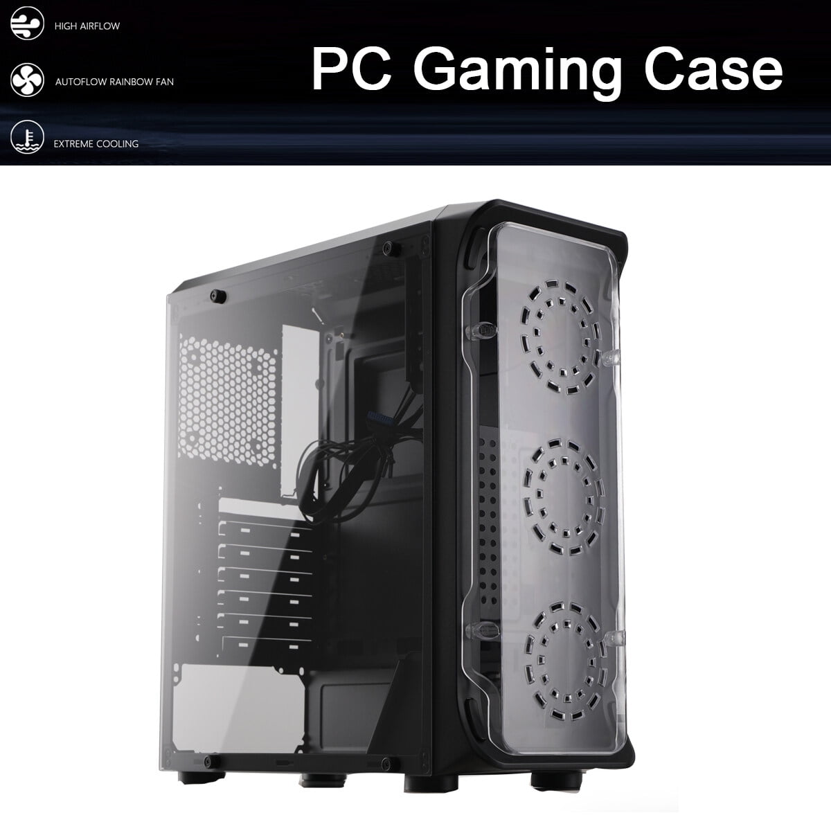 NICCOO Black ATX Mid Tower PC Computer Game Case Desktop Computer Case ...