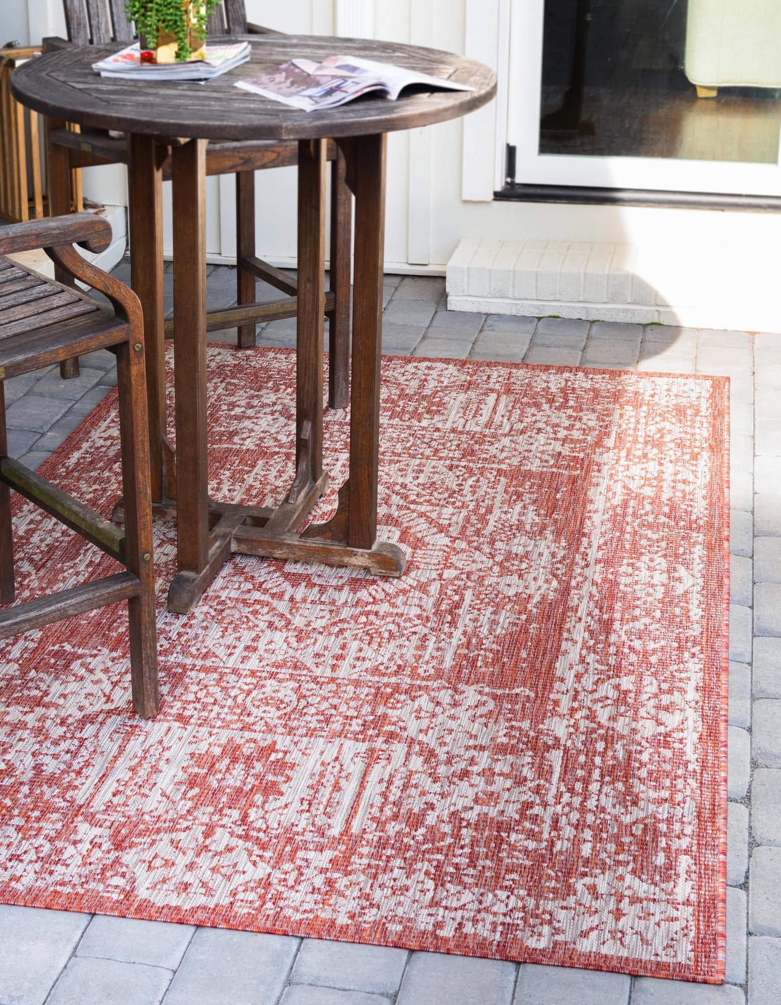 Rugs.com Outdoor Traditional Collection Rug – 6' x 9' Rust Red ...