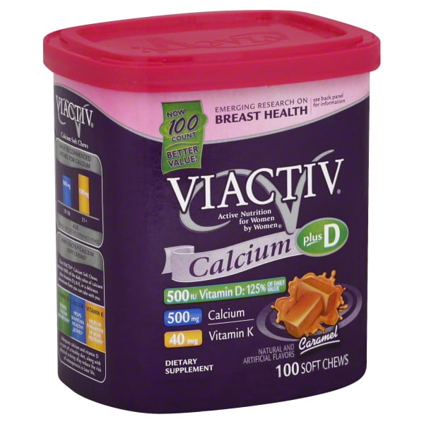 VIACTIV Calcium +D Supplement Soft Chews, Caramel 100 ea - Walmart.com