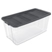 HART 200 Quart Latching Rolling Plastic Storage Bin Container, Clear ...