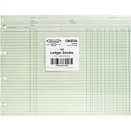 Adams 6-Ring Ledger Binder Refill Sheets, 5x8.5, Green/White, 100 ...