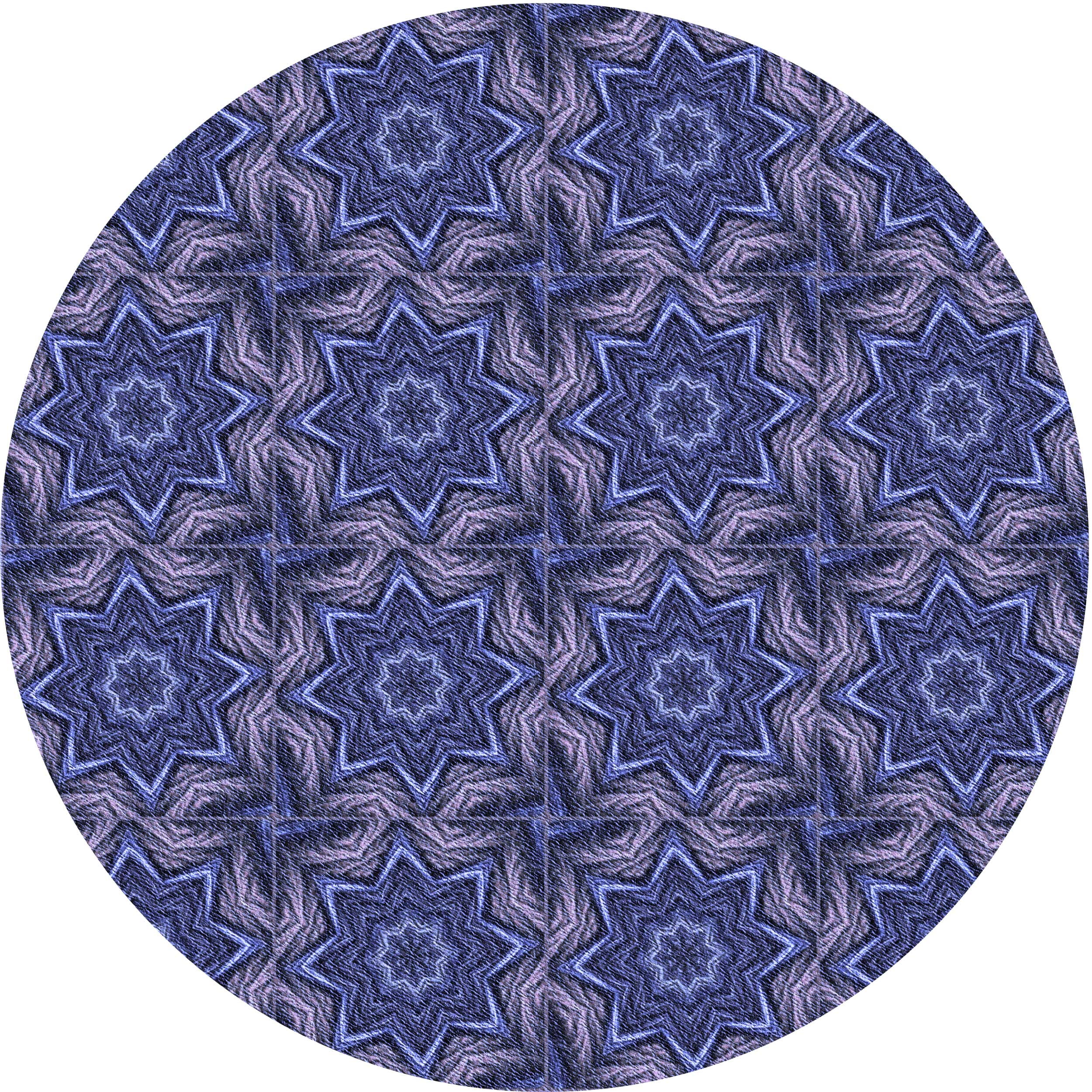 Ahgly Company Indoor Round Patterned Medium Slate Blue Area Rugs, 5 ...