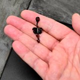 Body Candy Womens 14G 316L Steel Black Piercing Skeleton Hearts Gothic Mens Dangle Belly Button ...